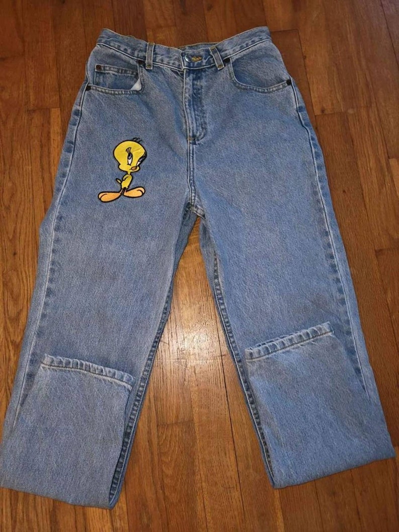 Vintage 1990's Looney Tunes Tweety Bird Denim Jeans, Girls Size 16. - Etsy