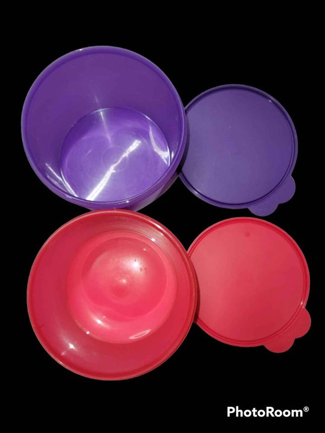 Tupperware (2) Stacking Nesting Storage Canister's Purple and Pink 265 ...