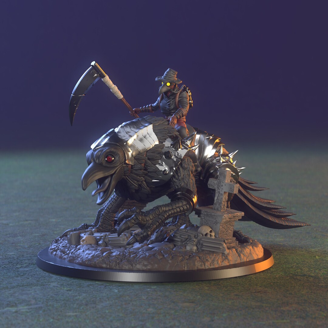 Tesla: Raven Beast Rider the Grim Flock Clay Cyanide Miniature RPG ...