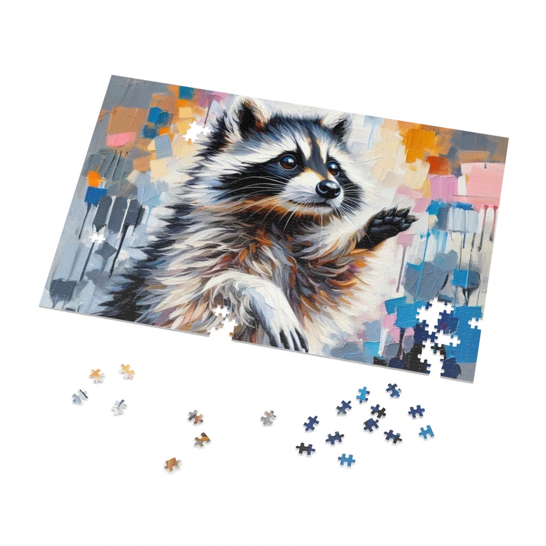 Painted Raccoon Jigsaw Puzzle 30, 110, 252, 500,1000-piece - Etsy