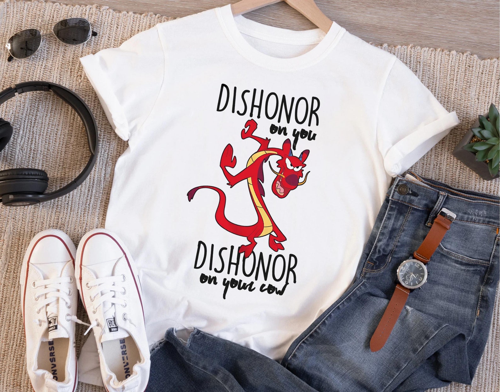 Disney Mulan Mushu Dishonor on Your Cow Disneyland Graphic Adult Shirt ...