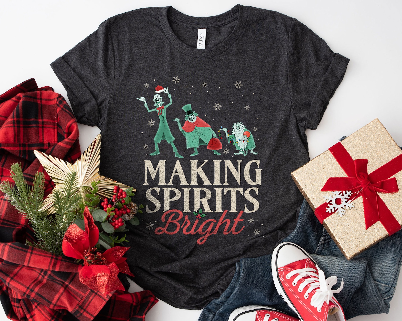 Making Spirits Bright Hitchhiking Ghosts Santa Hat Merry Christmas ...