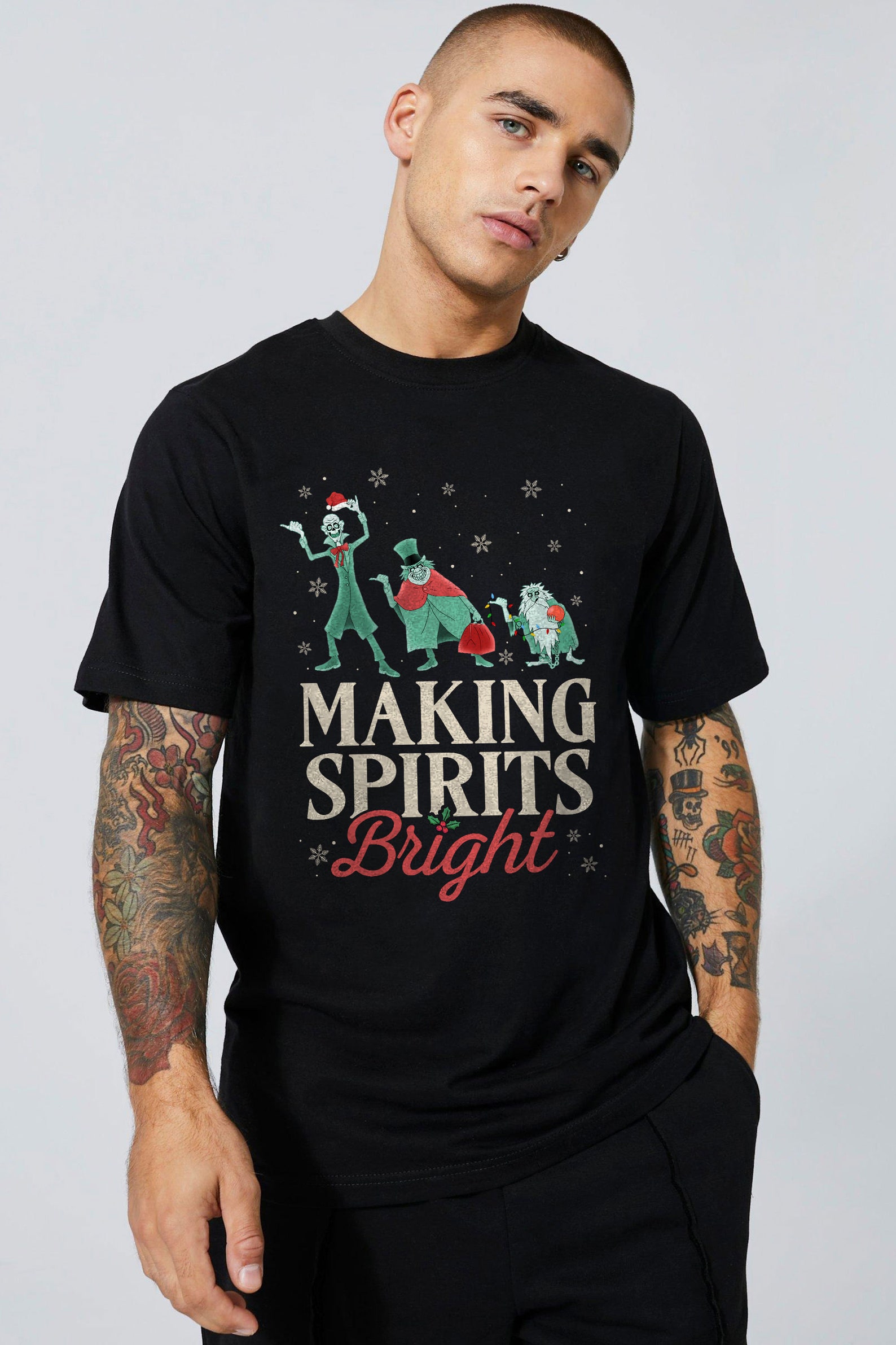 Making Spirits Bright Hitchhiking Ghosts Santa Hat Merry Christmas ...