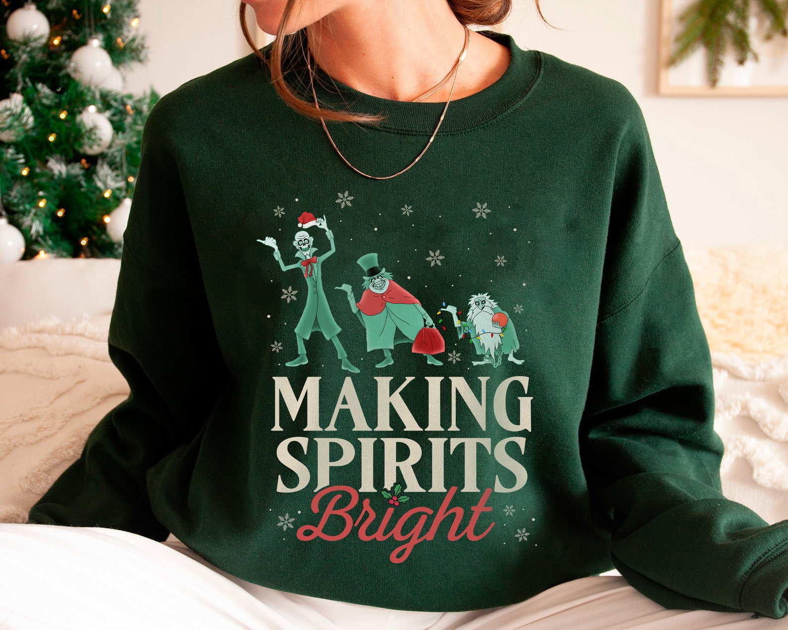 Making Spirits Bright Hitchhiking Ghosts Santa Hat Merry Christmas ...