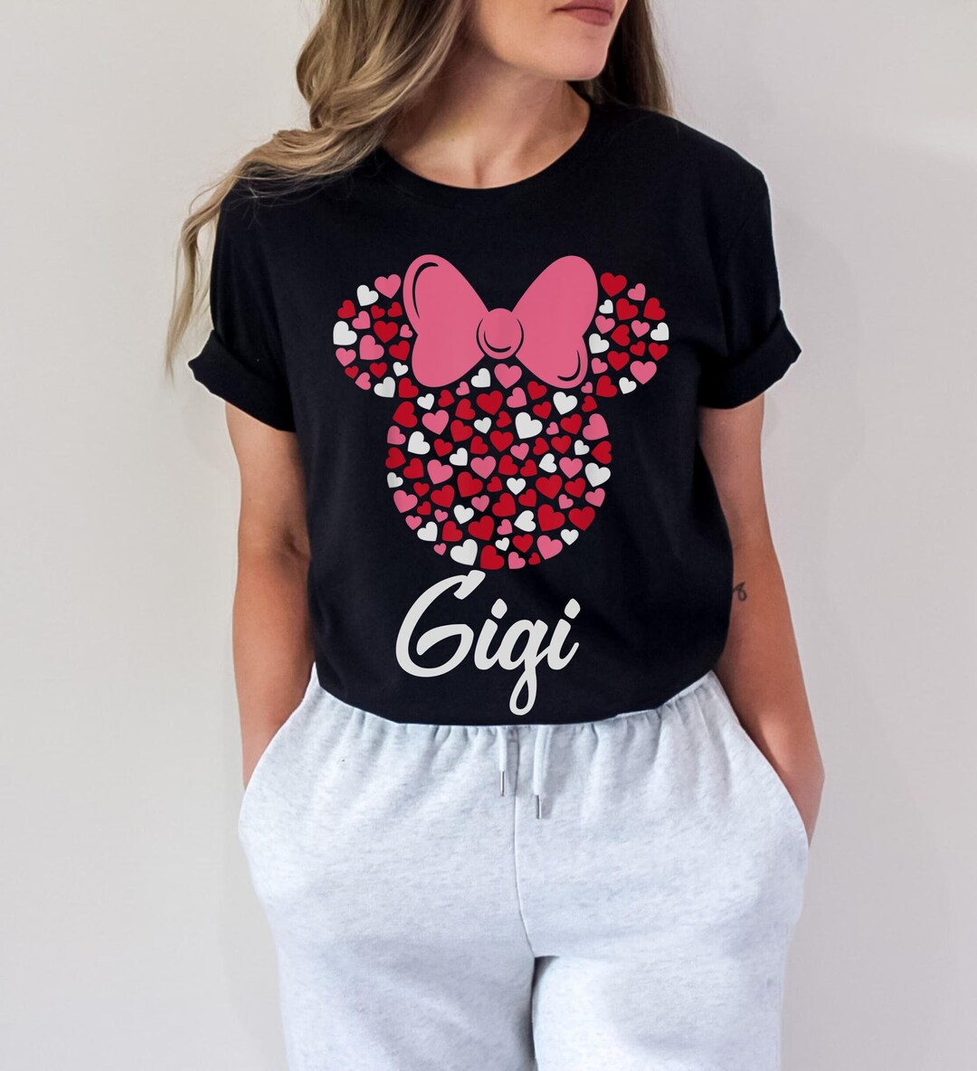 Custom Nana Gigi Lala Minnie Mouse Icon Pink Hearts Shirt Mother's Day ...