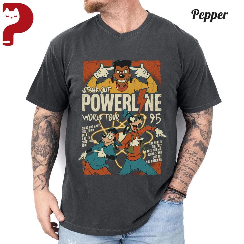 Stand Out Powerline World Tour 95 Shirt, Retro Goofy Concert Parody Tee ...