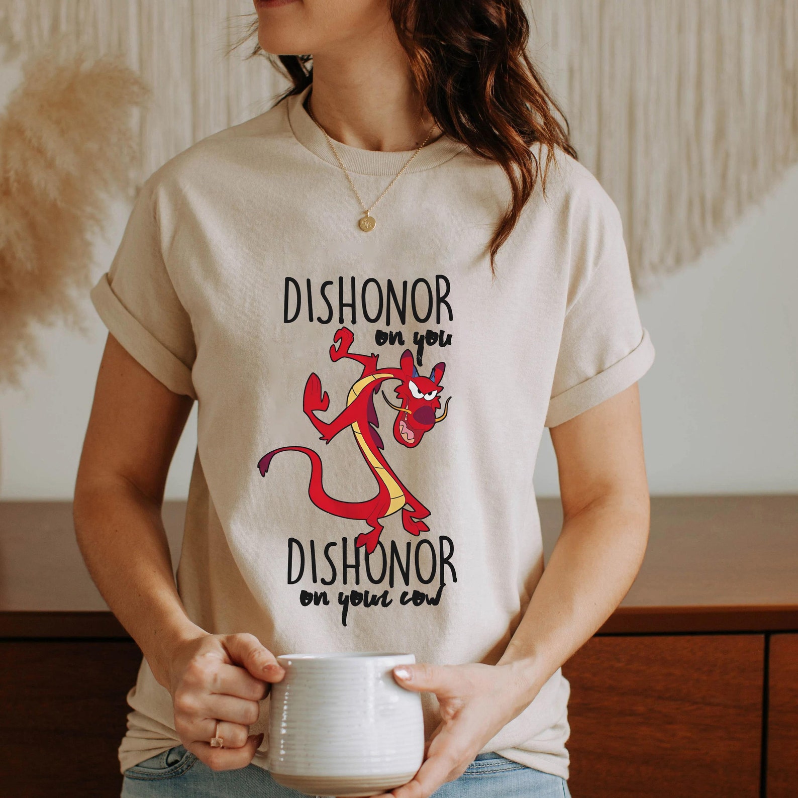 Disney Mulan Mushu Dishonor on Your Cow Disneyland Graphic Adult Shirt ...