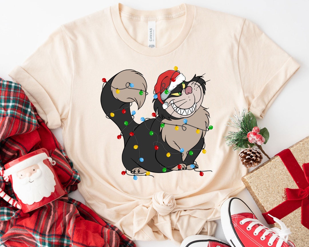 Cinderella Lucifer Wear Santa Hat With Christmas Light Disney Cat A ...