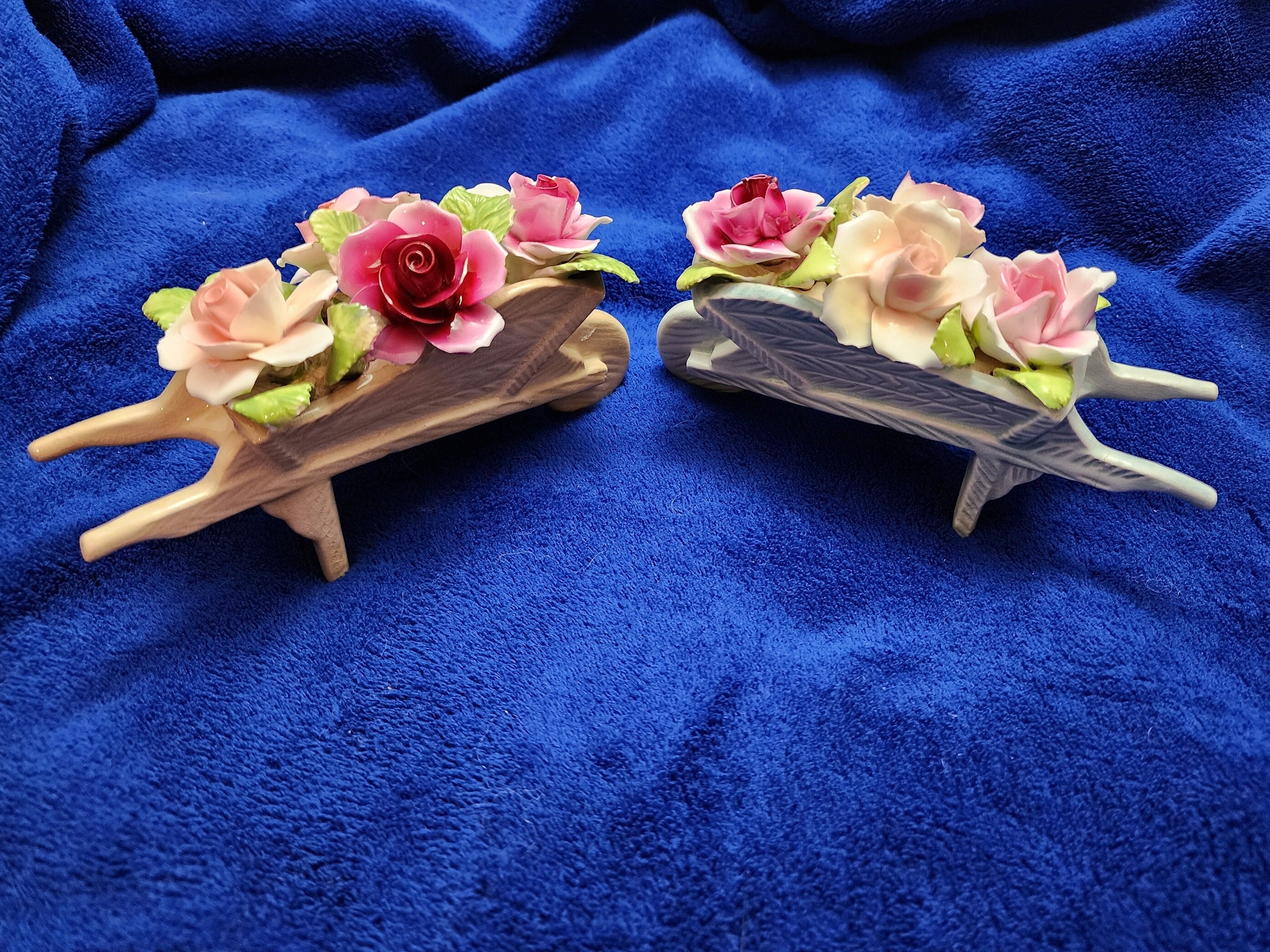 Thorley Porcelain Flowers Bone China. Set of Two Cute Wheel - Etsy