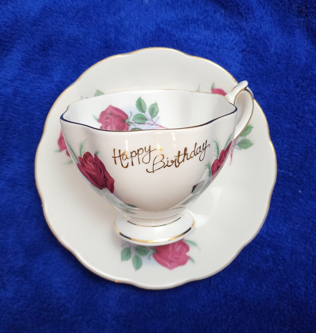 Happy Birthday Teacup Set. Made by Queen Anne in England. - Etsy