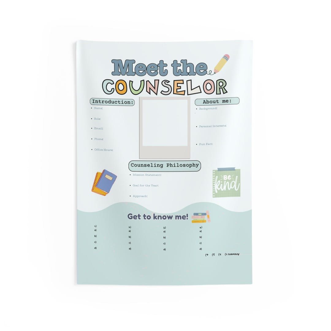Meet the Counselor, Office Decor, Classroom, Wall Decor, Wall Tapestry ...
