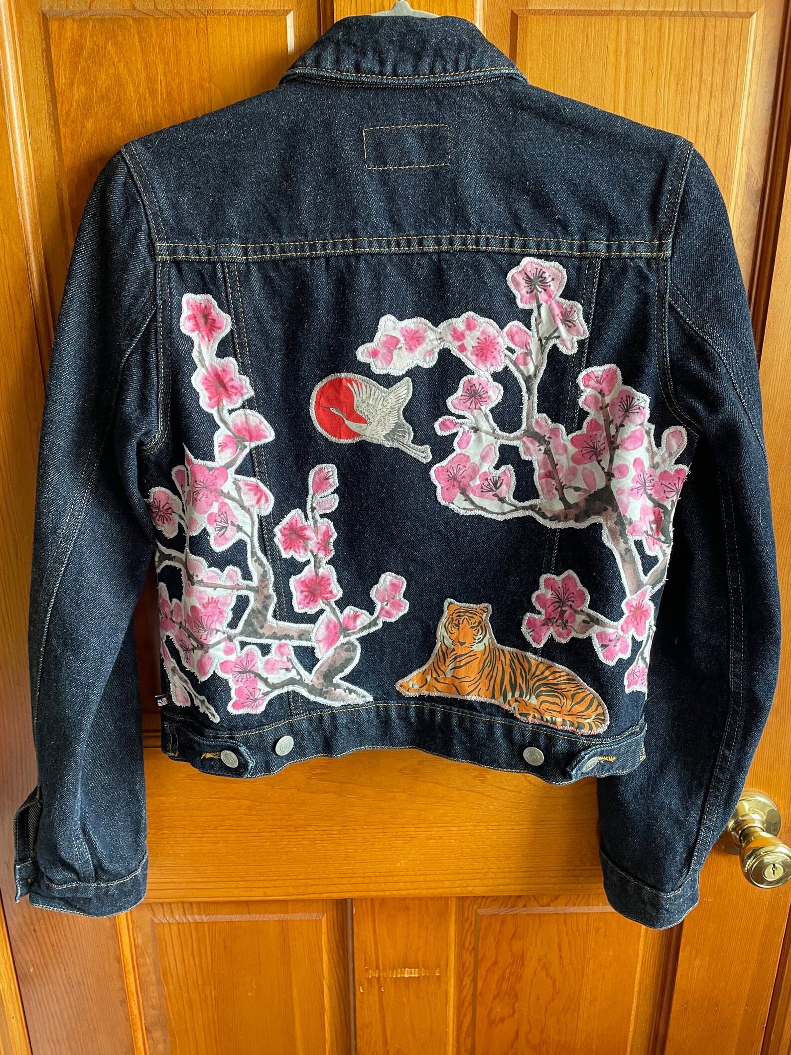 MADE TO ORDER Only/ Cherry Blossom Jean Jacket / Custom Patchwork - Etsy