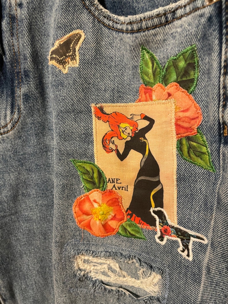 High Rise 90s Relaxed Jeans / Patched Denim / Vintage Jeans With ...