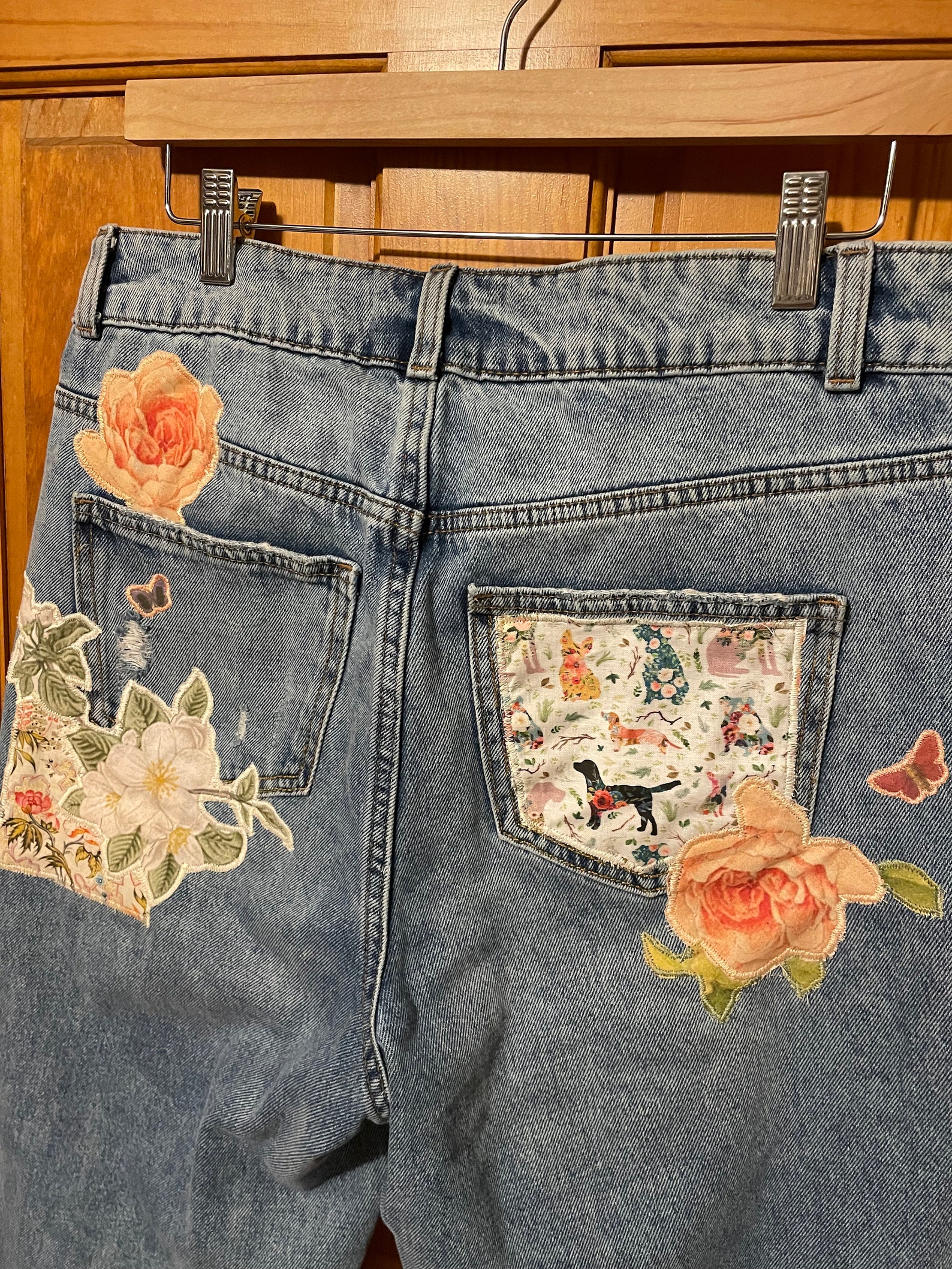 High Rise 90s Relaxed Jeans / Patched Denim / Vintage Jeans With ...