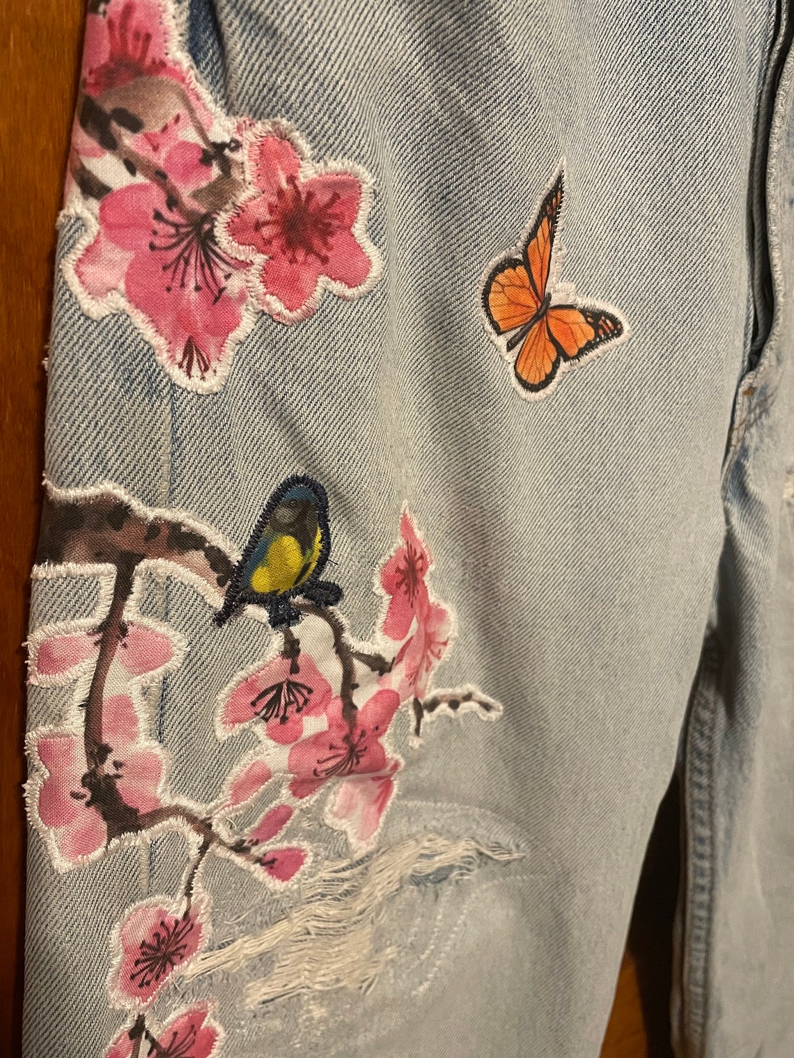 Made to Order Only/ Cherry Blossom Jeans / Monarch Butterfly Jeans ...