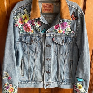 Peace Out Upcycled Jacket / Peace Sign Vintage Jacket With Floral ...