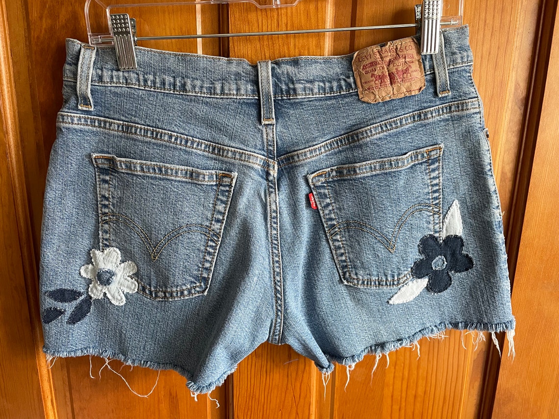 Denim on Denim Levi Cutoffs / Upcycled Levi Cutoff Denim Shorts With ...