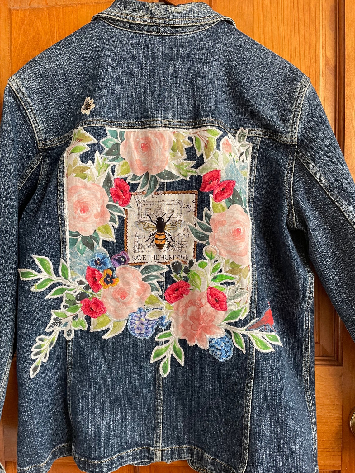 Make to Order Custom Upcycled Patched Jean Jacket / Flower Patchwork ...