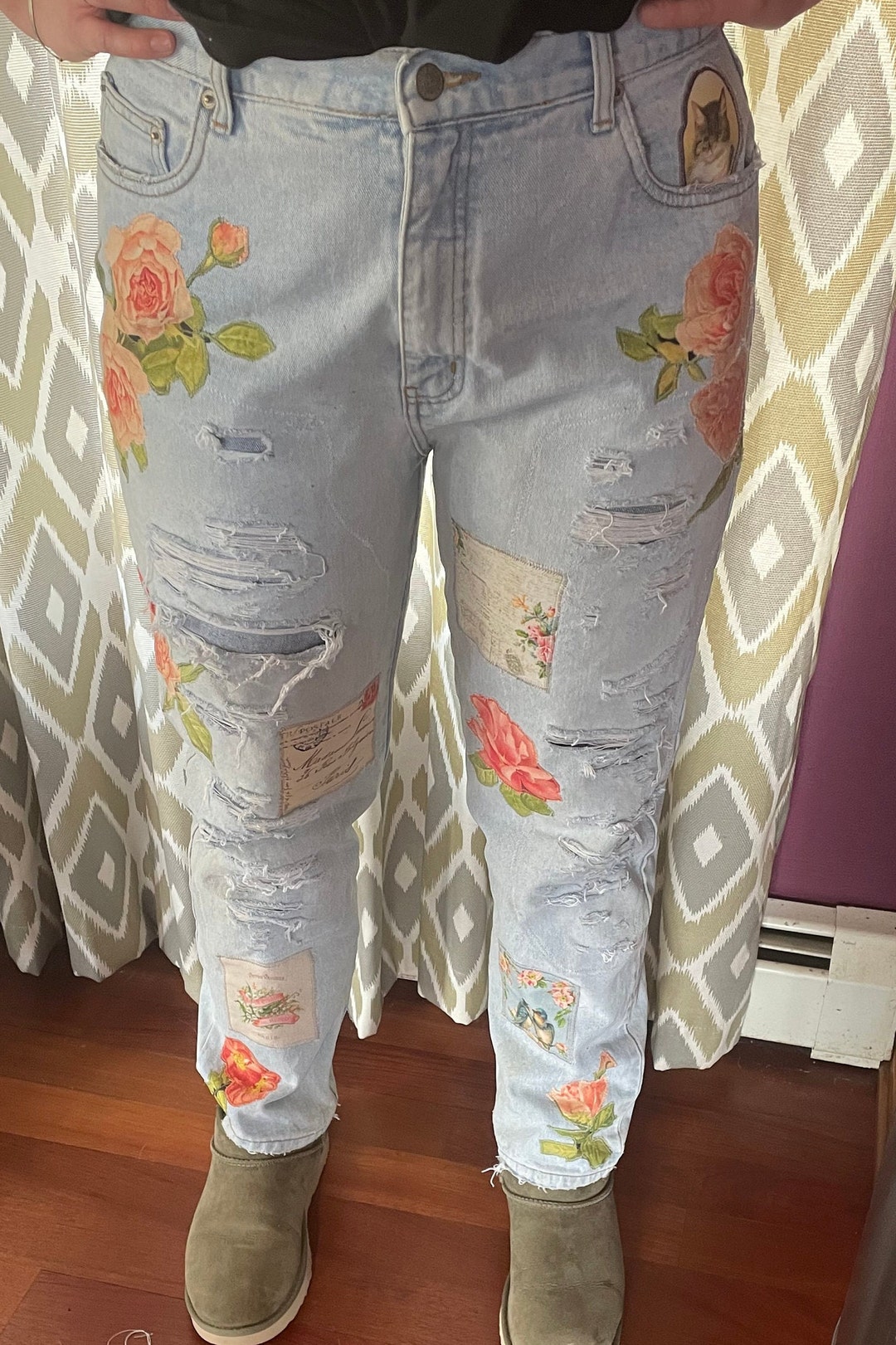 Distressed Patched Denim / Patched Jeans / Vintage Jeans With Patches ...