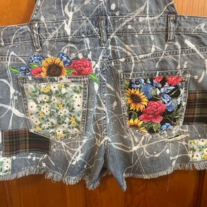 Upcycled Paint Splattered Patched Overalls / Painted Denim Overalls ...