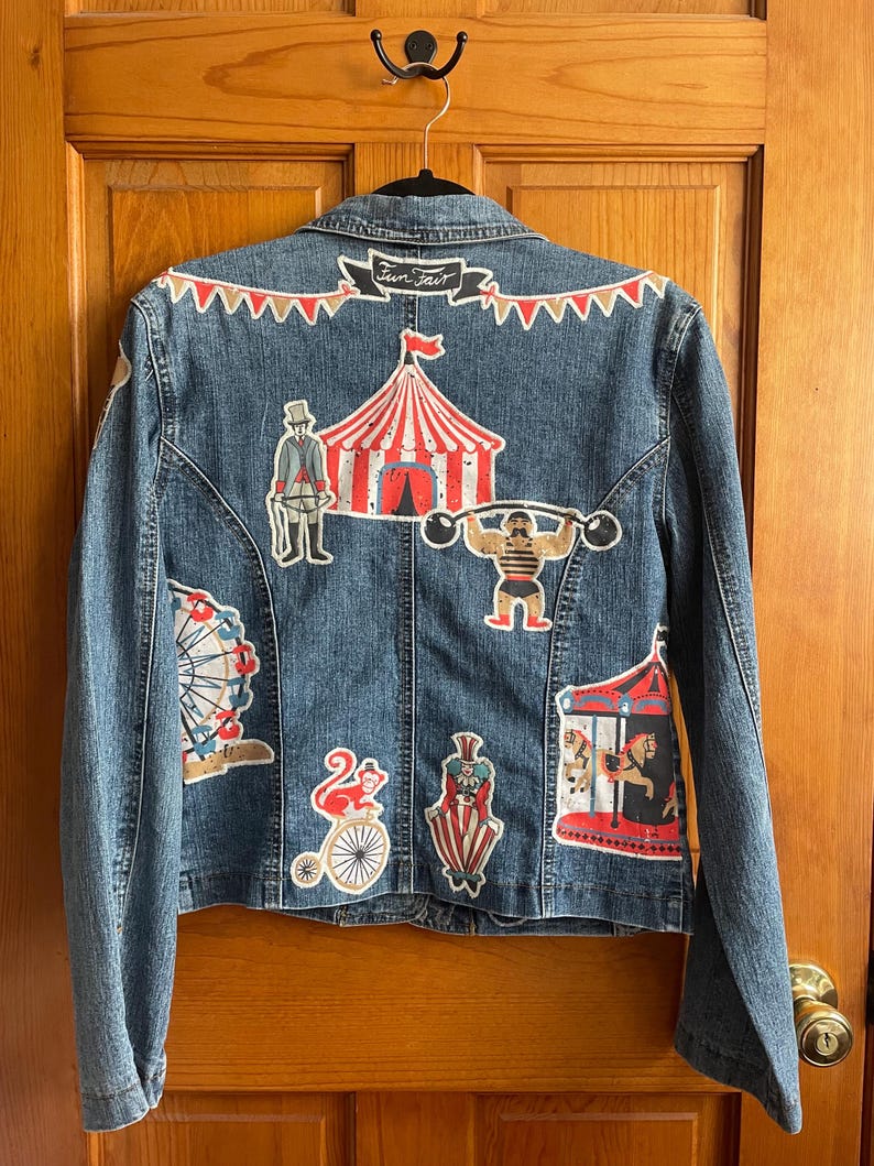 Upcycled Vintage Circus Denim Jacket – One-of-a-kind Handcrafted ...