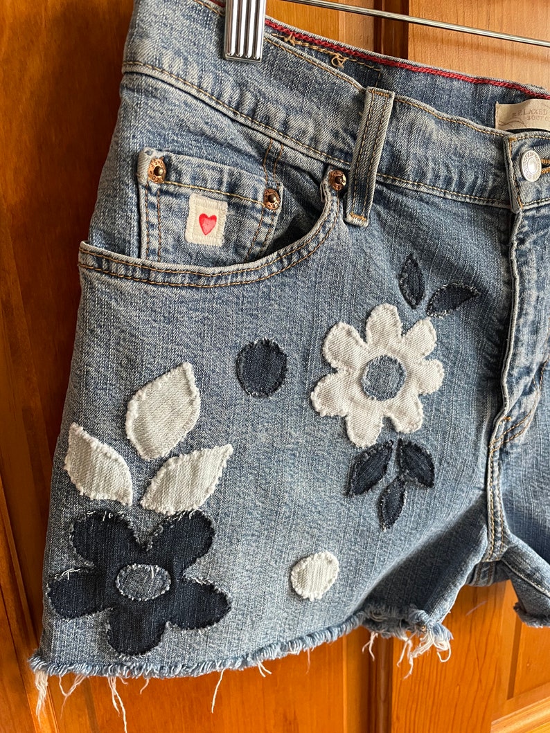 Denim on Denim Levi Cutoffs / Upcycled Levi Cutoff Denim Shorts With ...