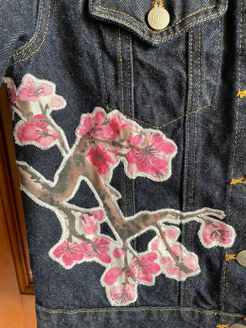 MADE TO ORDER Only/ Cherry Blossom Jean Jacket / Custom Patchwork - Etsy