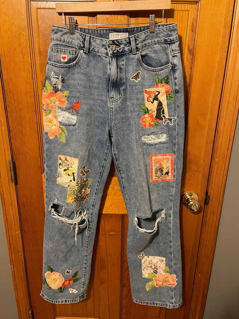 High Rise 90s Relaxed Jeans / Patched Denim / Vintage Jeans With ...