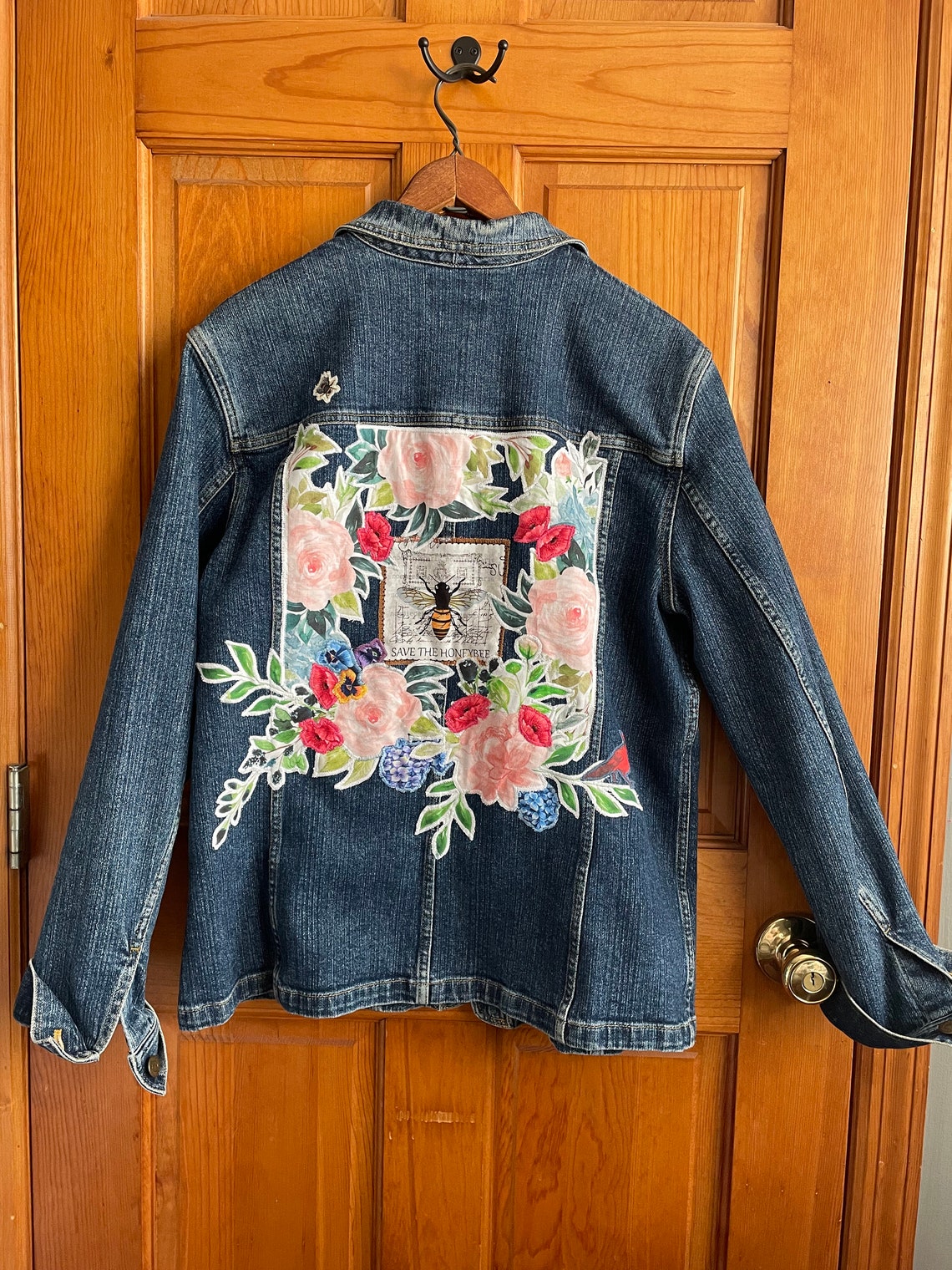 Make to Order Custom Upcycled Patched Jean Jacket / Flower Patchwork ...