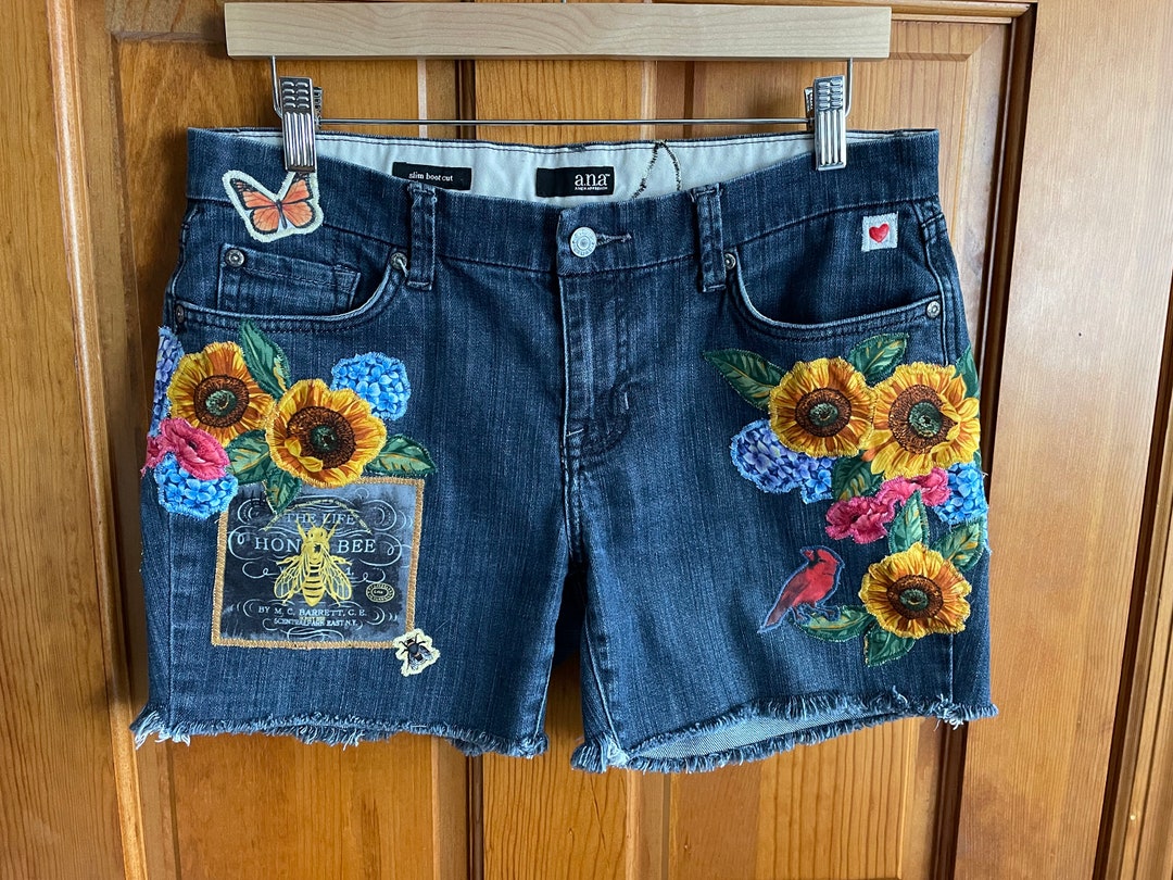Upcycled Cutoff Shorts / Handmade Patchwork Denim Shorts / Vintage 80s ...