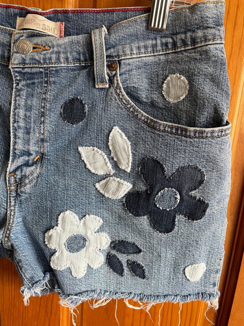 Denim on Denim Levi Cutoffs / Upcycled Levi Cutoff Denim Shorts With ...