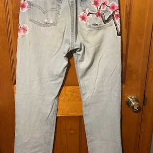 Made to Order Only/ Cherry Blossom Jeans / Monarch Butterfly Jeans ...