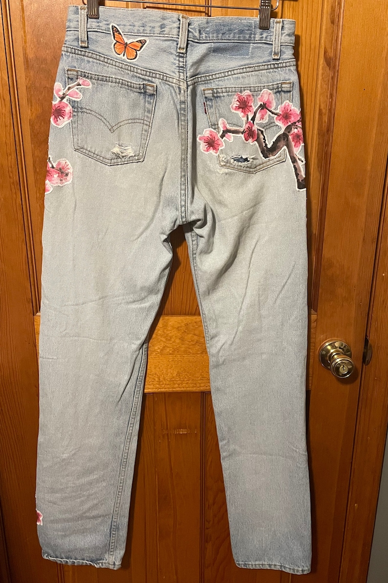 Made to Order Only/ Cherry Blossom Jeans / Monarch Butterfly Jeans ...