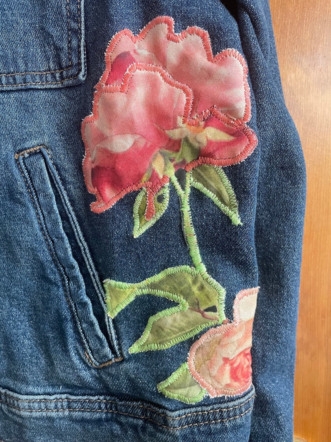 Made to Order / the Susie Denim Jacket / Floral Handmade Patchwork ...