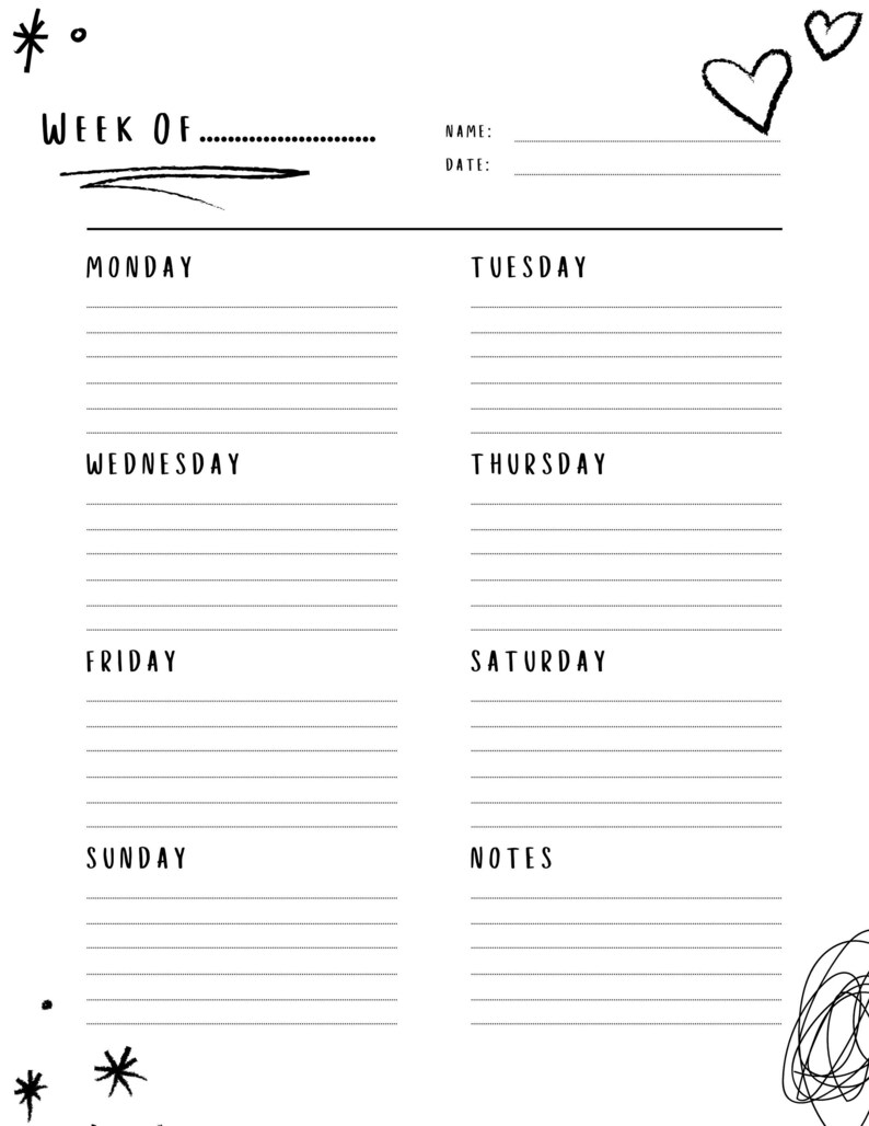 Weekly Planner Template - Etsy UK