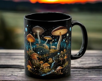 Enchanted Forest, Magic Mushroom Mug, Psychedelic, Coffee Mug, Mushroom ...