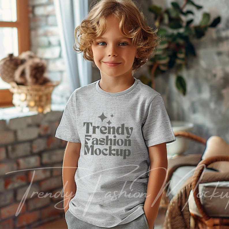 Bella Canvas 3001T Mockup, Athletic Grey Kids Tshirt Boho Baby Tee ...