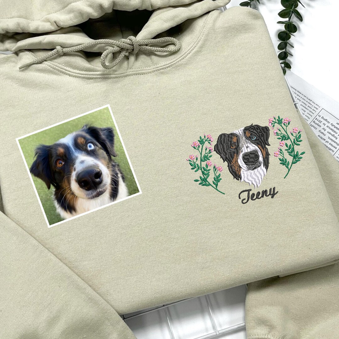 Custom Dog Face Embroidered Sweatshirt, Dog Lovers Sweatshirt, Pet ...