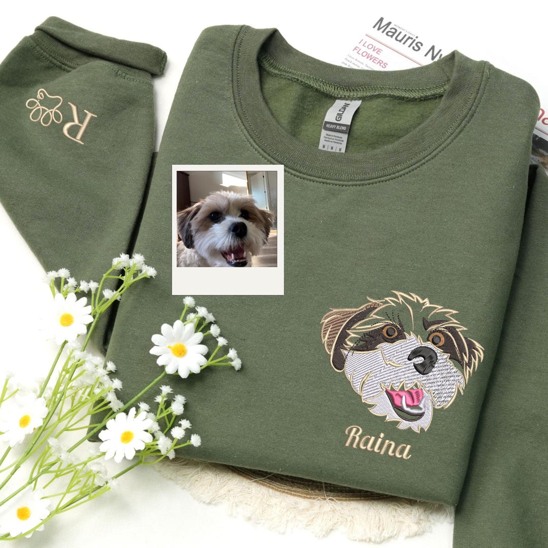 Custom Pet Embroidered Sweatshirt, Embroidered Pet Face&name ...