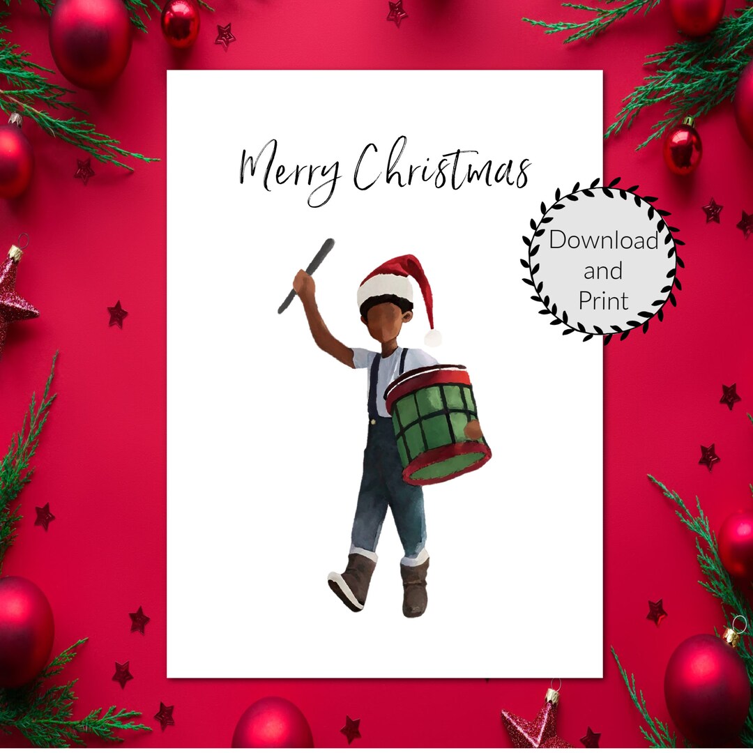 Printable Minimalist Drummer Boy Christmas Card Digital - Etsy