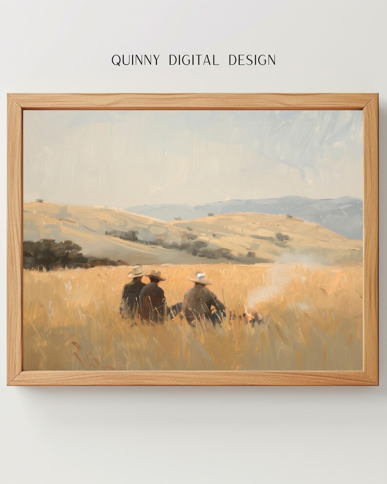 Western Printable Wall Art, Cowboy Painting, Rustic Artwork, Digital ...