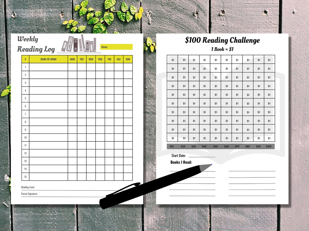 Printable Reading Goals Tracker and Weekly Reading Log - Etsy