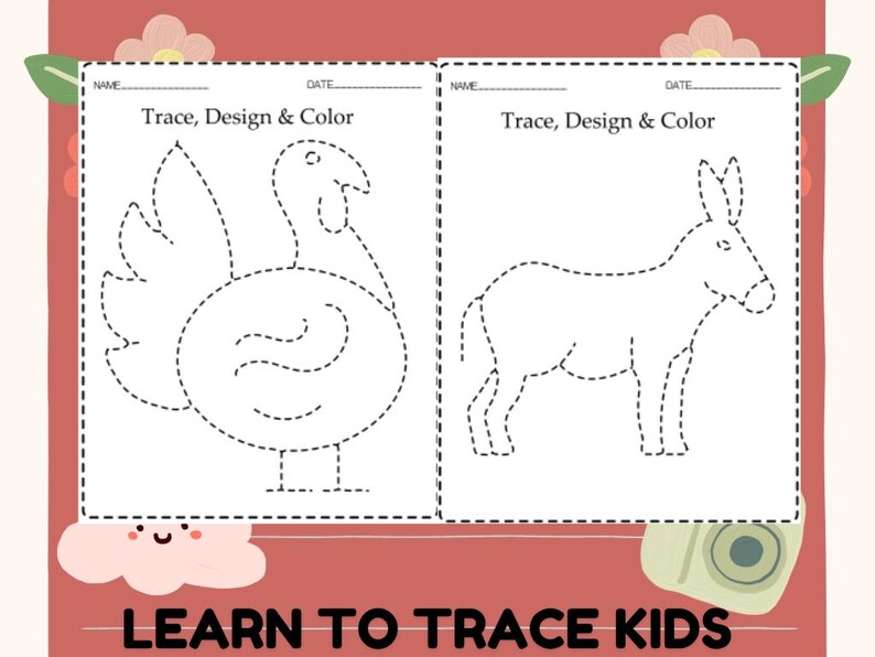 Tracing Farm Animals Book,alphabets Tracing,preschool Tracing,tracing ...