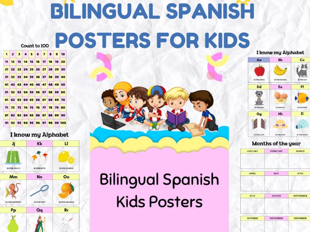 20 Pages Bilingual Spanish Posters Kids,,kids Workbook,preschool ...