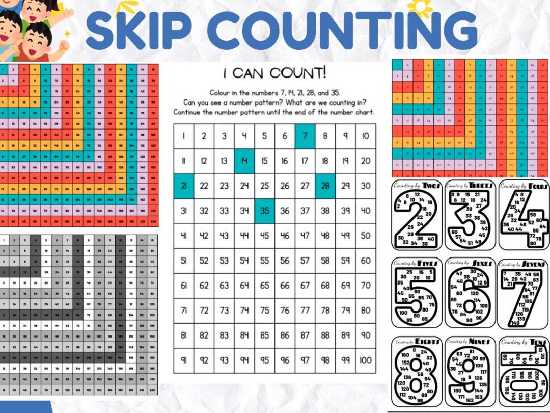 14 Pages Skip Counting for Kids,kids Workbook,preschool Worksheet ...
