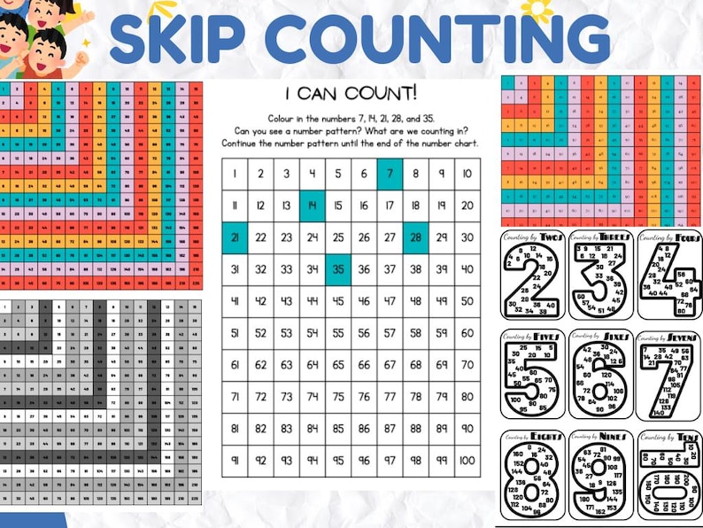 14 Pages Skip Counting for Kids,kids Workbook,preschool Worksheet ...