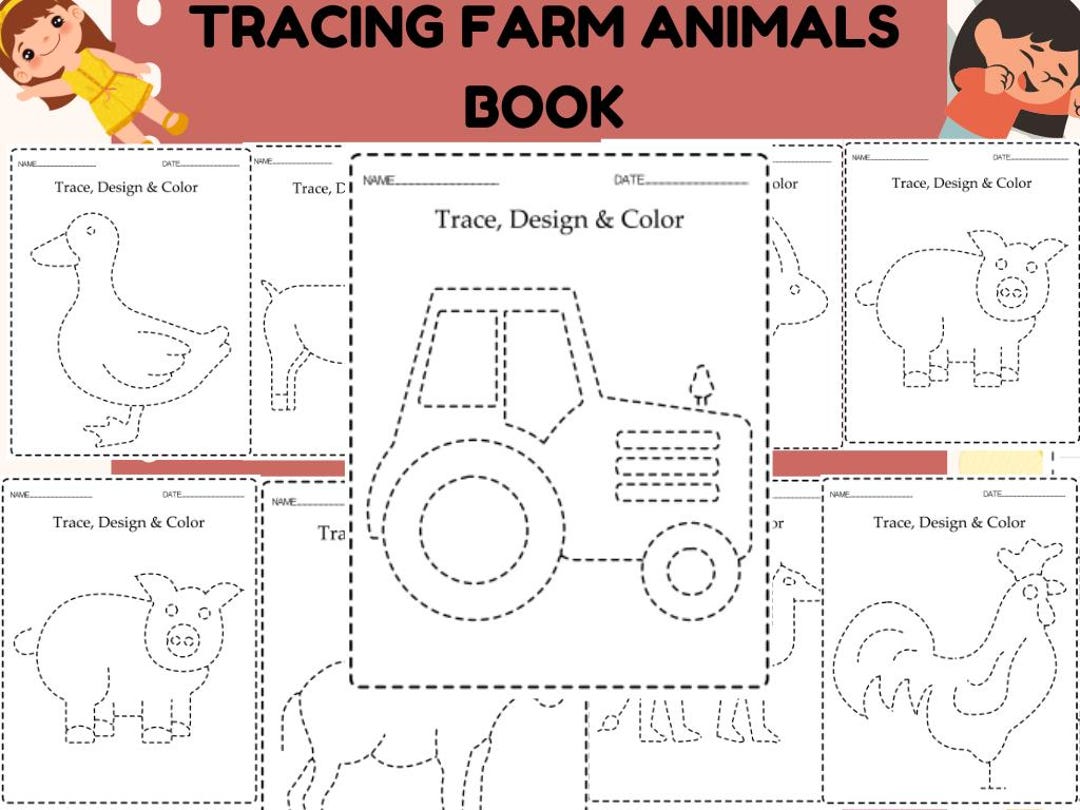 Tracing Farm Animals Book,alphabets Tracing,preschool Tracing,tracing ...