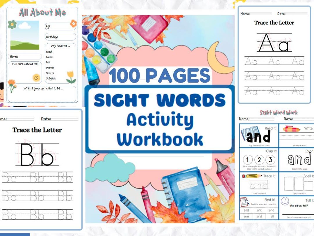 Sight Words Activity Workbook for Kids, 100 Pages (printable) - Etsy UK