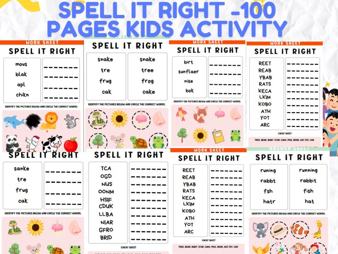 Spell It Right Workbook, Kids Spelling Activities (100 Pages) - Etsy