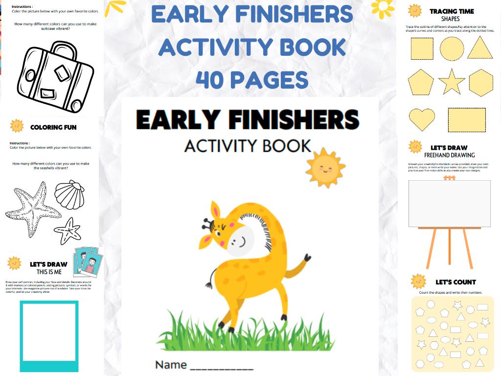 40 Pages Early Finishers Activity Workbook for Kids,kids Workbook ...